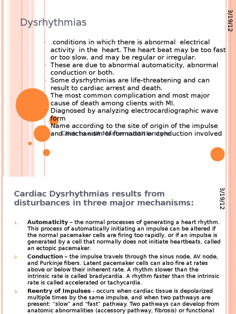 Dysrhythmias: Click To Edit Master Subtitle Style | PDF | Cardiac ...