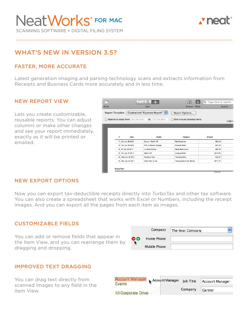 NeatWorks 3.5: New Features & Fixes | PDF | Image Scanner | Mac Os X ...