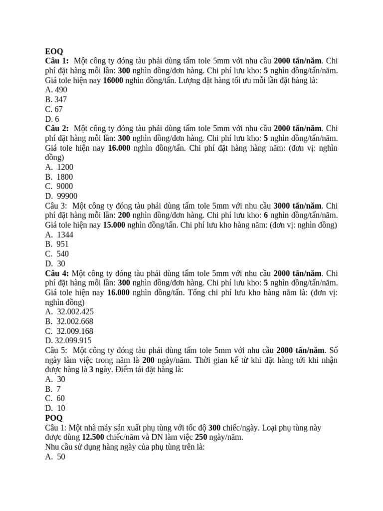 BT Eoq + Poq | PDF