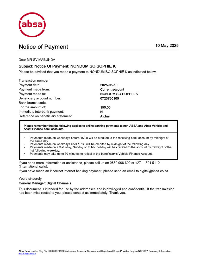 Notice of Payment | PDF