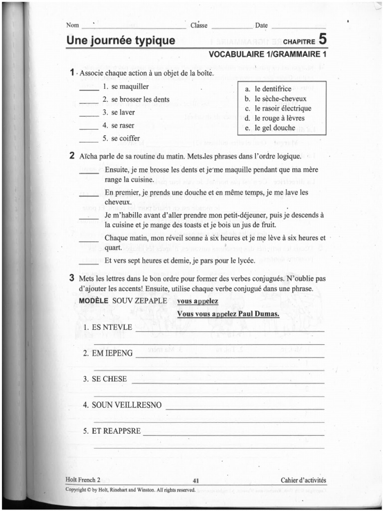 Cahier Dactivites Ch. 5 | PDF