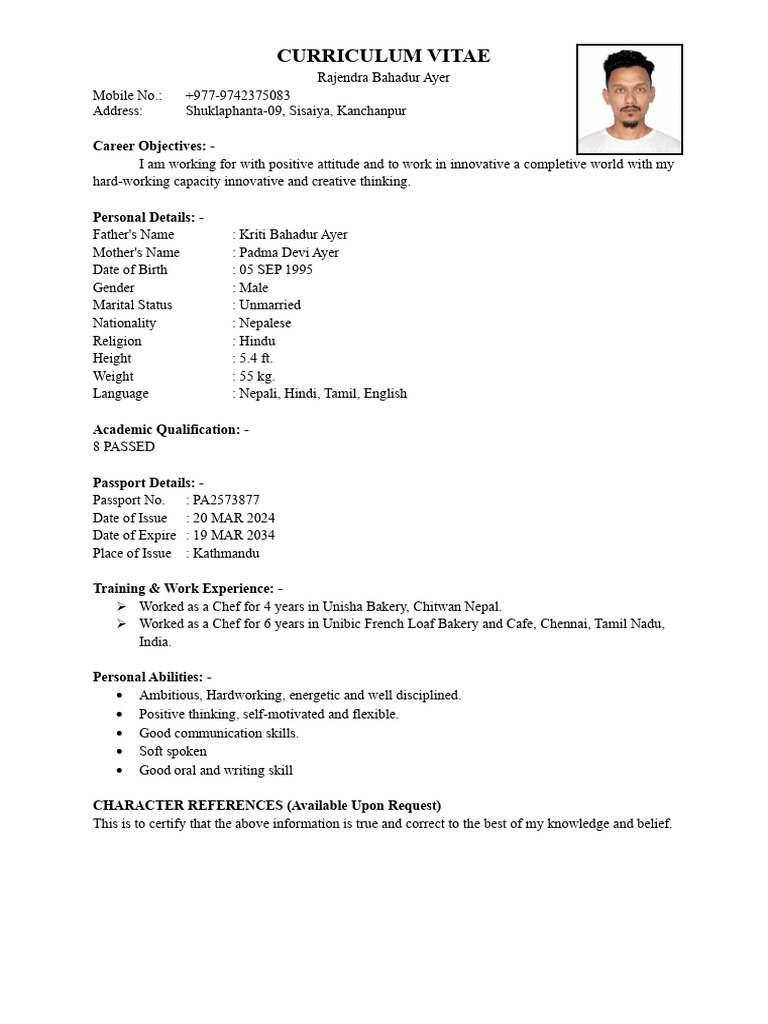 Rajendra Bahadur Ayer CV | PDF