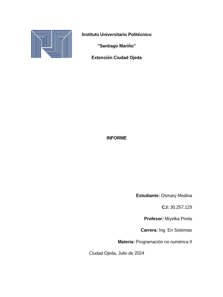 Informe_PrognnumII_Osmary | PDF | Algoritmos | Python (lenguaje de programación)