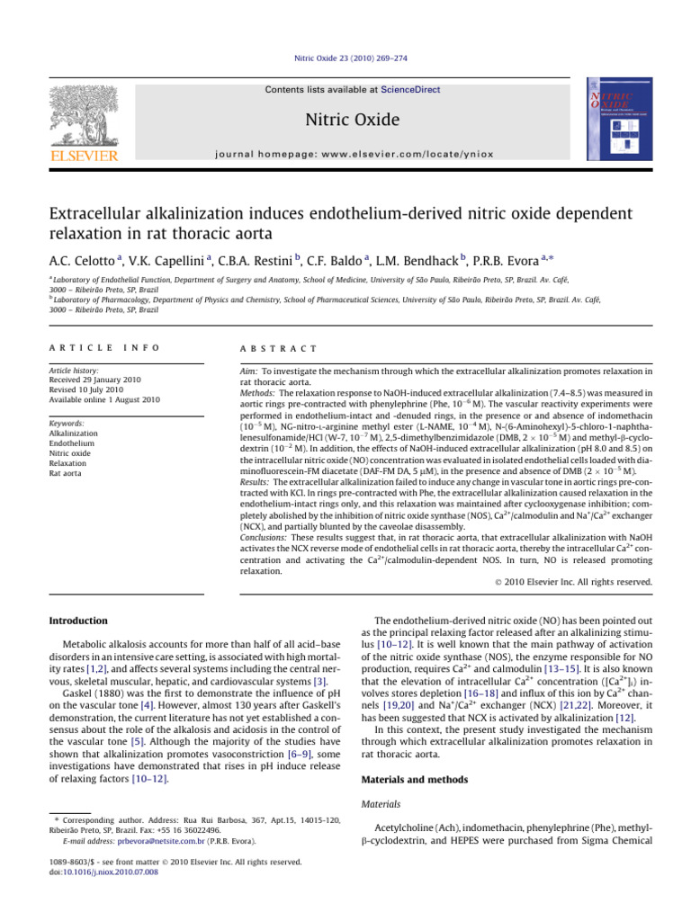 Extracellular Alkalinization Induces Endothelium-Derived Nitric Oxide ...