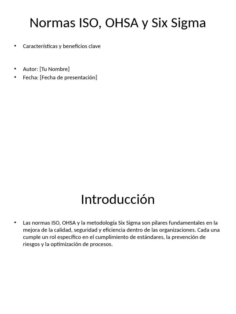 Presentación Normas ISO | PDF | Six Sigma | Calidad (comercial)
