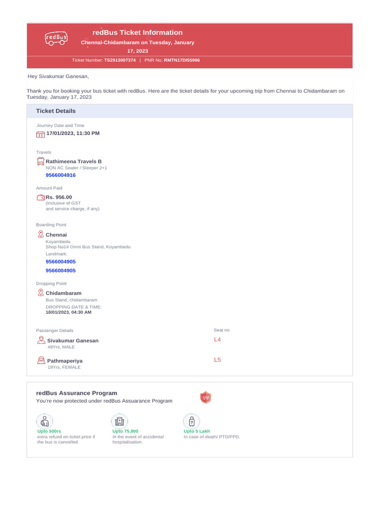 Bus Ticket TS2913007374 | PDF | Bus
