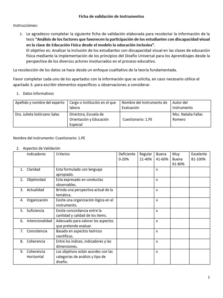 Ficha de Validaci N de Instrumentos Cuestionario 1.PE | PDF | Teoría | Cuestionario