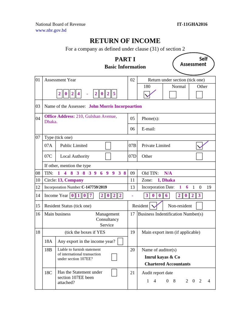 Corporate Tax Return Example 2023 | PDF | Expense | Taxes