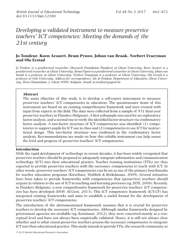 Developing A Validated Instrument To Measure Preservice Teachers' ICT ...
