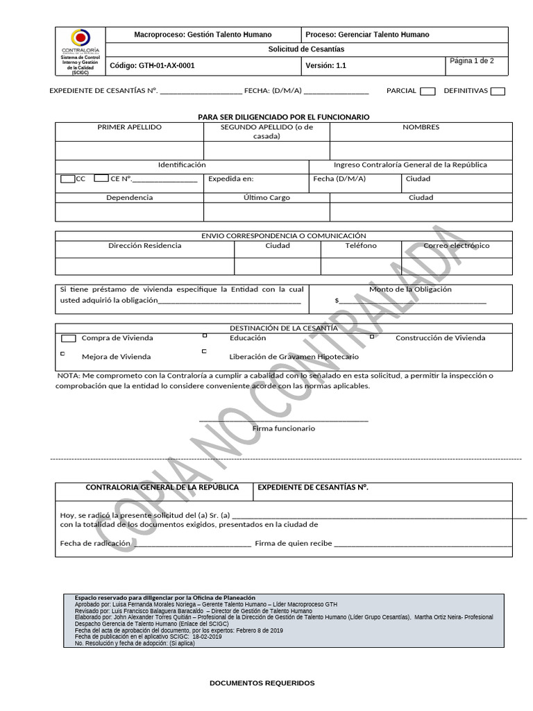 GTH-01 - AX-0001 Solicitud Cesant¡as v.1.1 | PDF