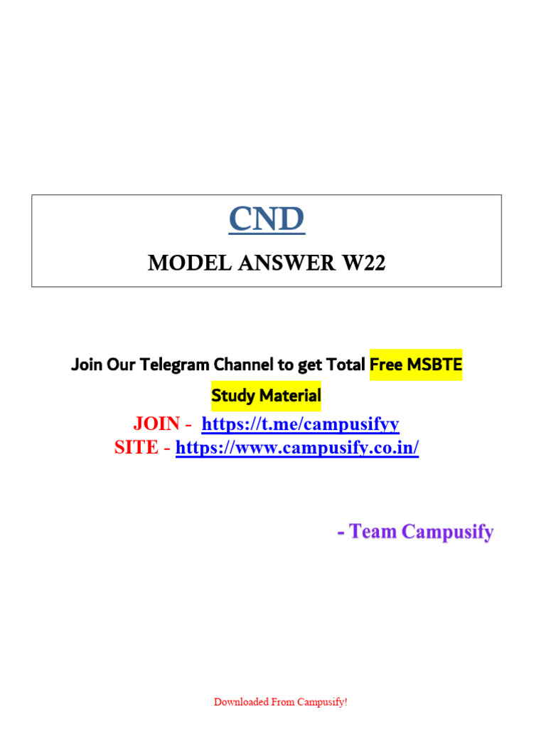 CND Model Ans W22 by Campusify | PDF | Computer Network | File Transfer ...