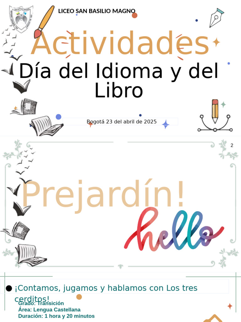 Actividades Dia Del Idioma y Dia Del Libro | PDF