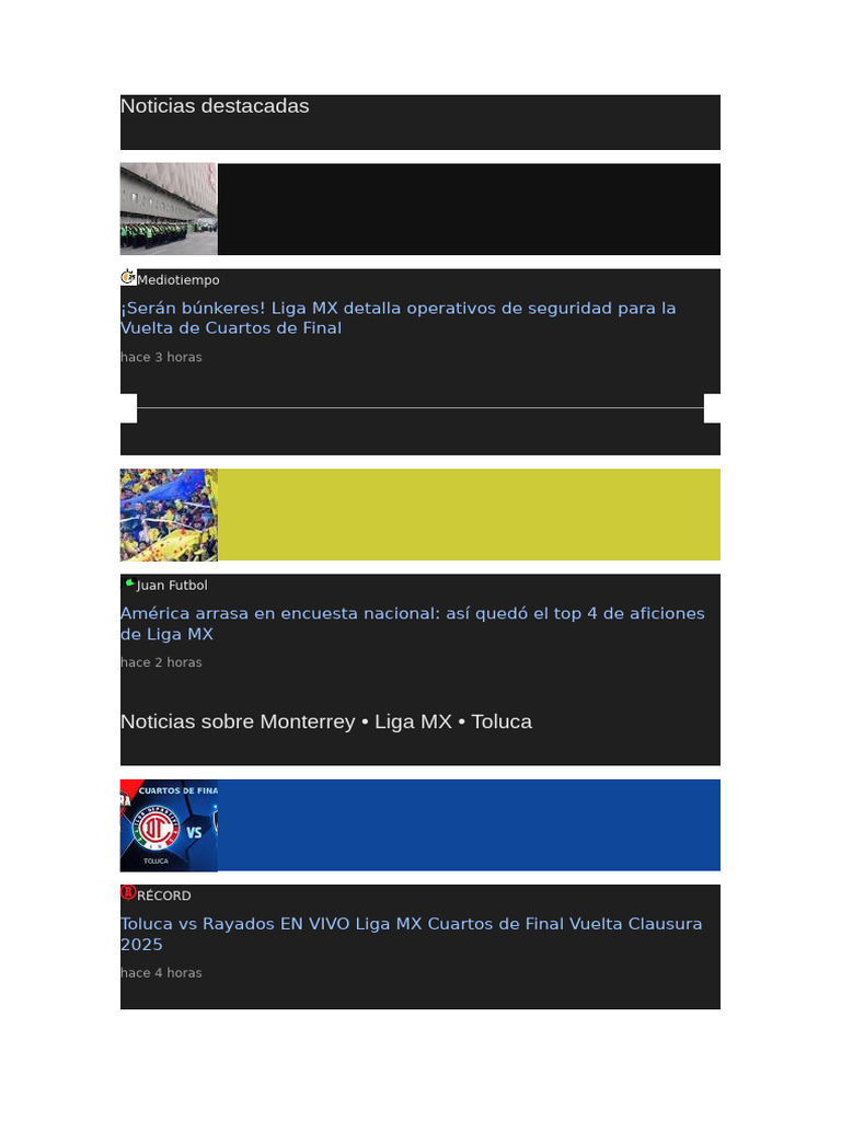 Noticias Destacadas: ¡Serán Búnkeres! Liga MX Detalla Operativos de Seguridad para La Vuelta de ...