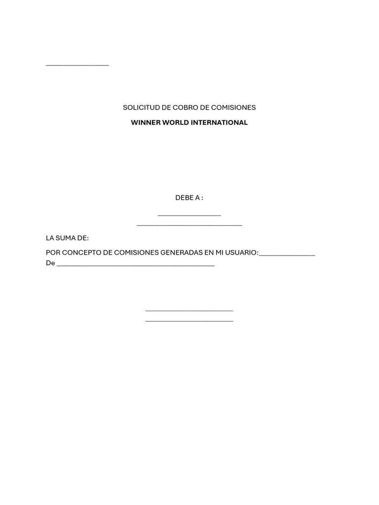 Formato de Solicitud de Cobro de Comisiones | PDF