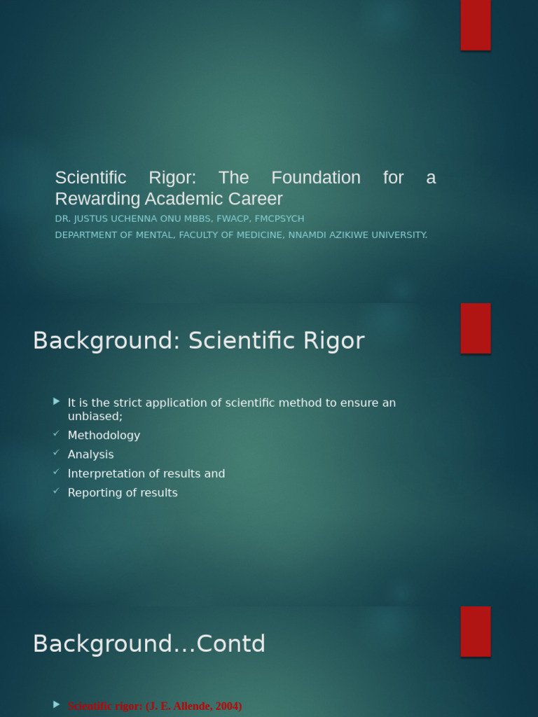 Scientific Rigor Be Dr. Uchenna Onu | PDF