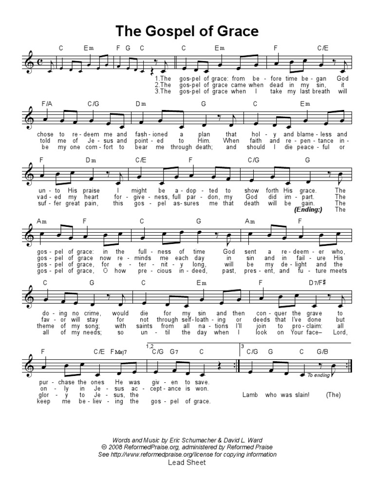 The Gospel of Grace: Lead Sheet | PDF