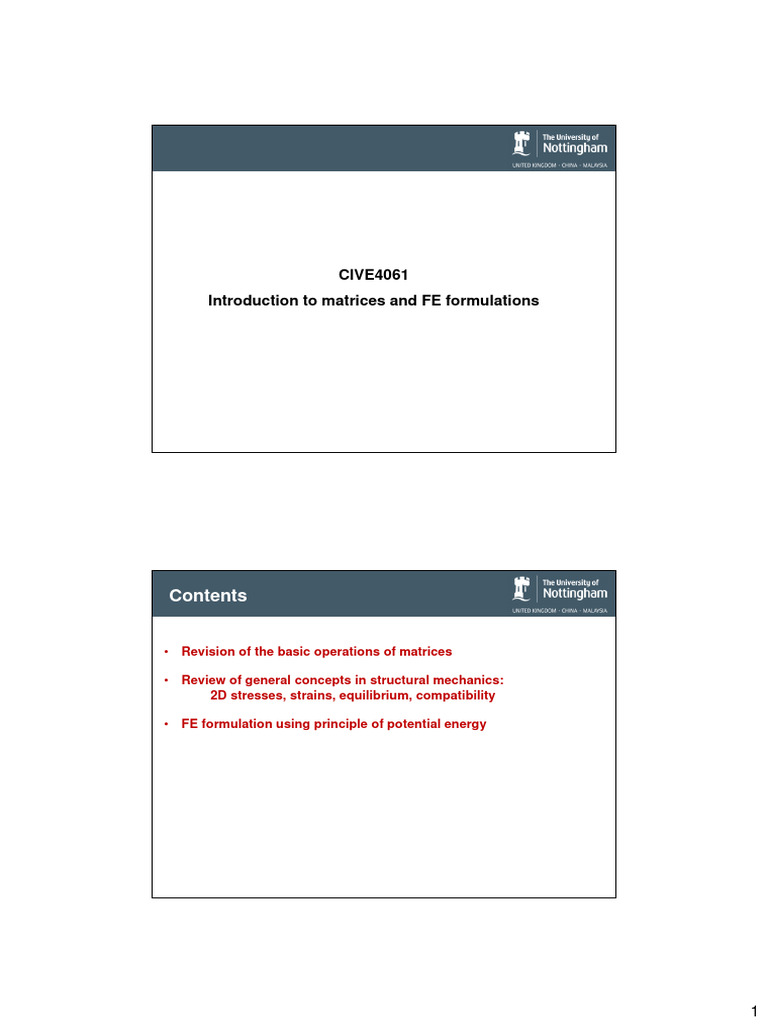 HO2 - Introduction To Matrices and FE Formulations - PPT | PDF | Matrix (Mathematics ...