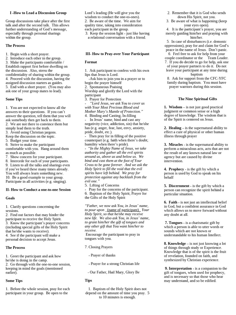 For Facilitator | PDF | Prayer | Spiritual Gift