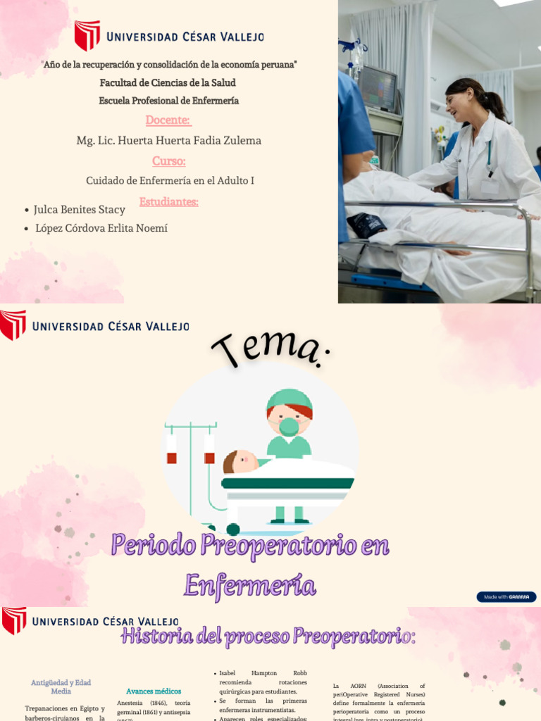 Proceso Preoperatorio Exposición | PDF | Examen físico | Cirugía
