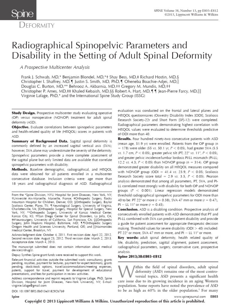 Radiographical Spinopelvic Parameters And.14 | PDF