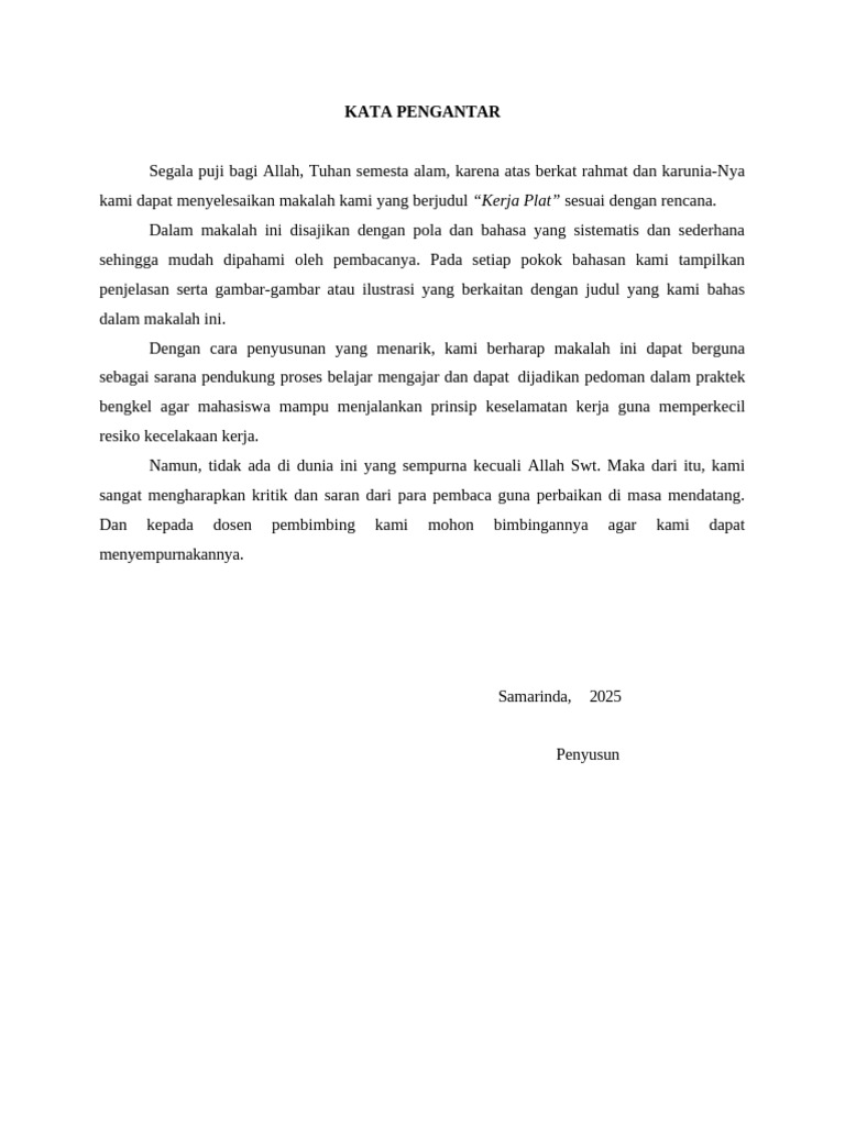 Contoh laporan-Kerja-Plat | PDF