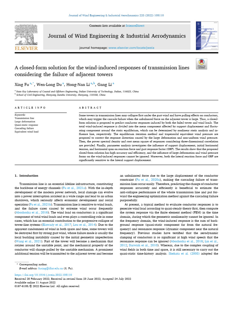 A Closed-Form Solution For The Wind-Induced Responses of Transmission ...