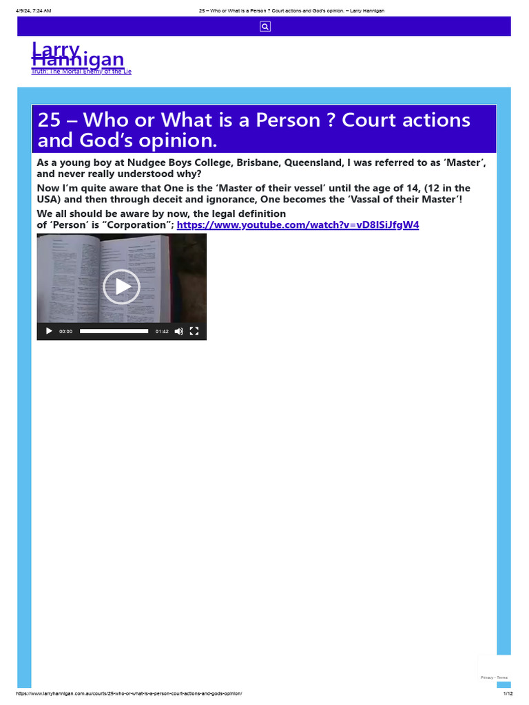25 - Who or What Is A Person - Court Actions and God's Opinion. - Larry ...