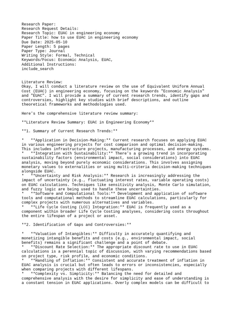 How To Use EUAC in Engineering Economy 2025-05-10 Paper | PDF ...