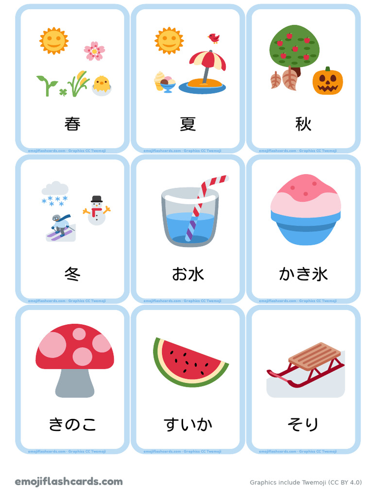 Japanese Seasons Small A4 Flashcards 2 | PDF