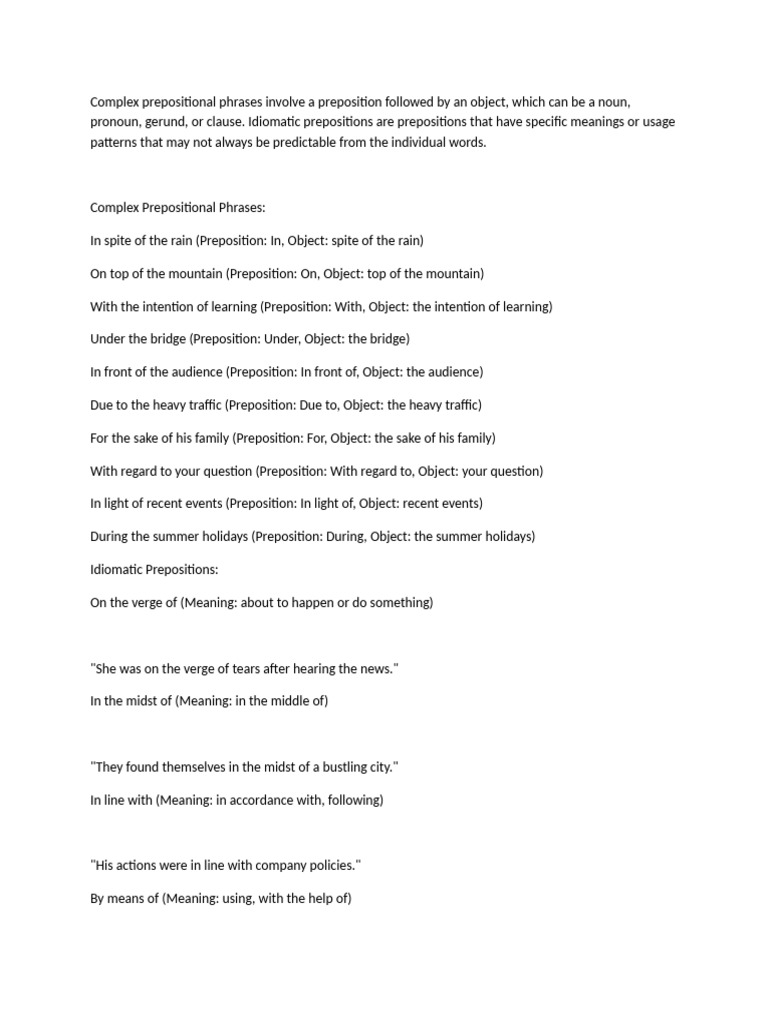10.advanced Prepositional Phrases | PDF | English Grammar | Semantic Units