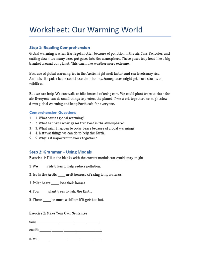 Copia de Our_Warming_World_Worksheet | PDF | Climate Change | Earth