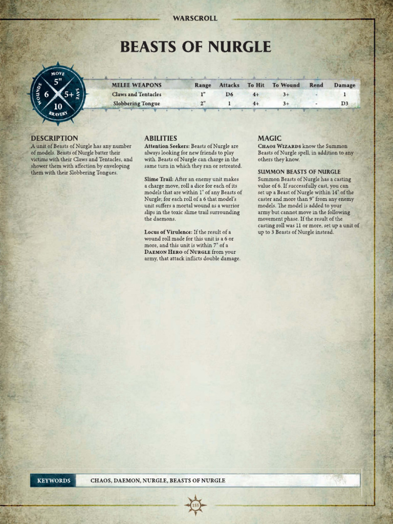 Warhammer Age of Sigmar - Warscroll Beast of Nurgle | PDF