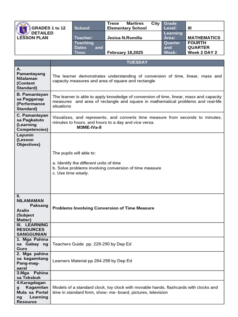 Math DLL Q4 Week 2 Day 2 | PDF