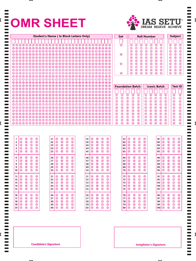 (Ias Setu Omrsheet) Ias Setu Omrsheet 2024 | PDF
