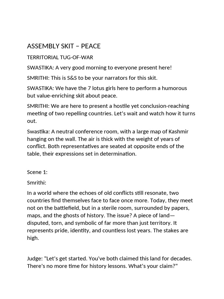 Assembly Skit - Peace | PDF