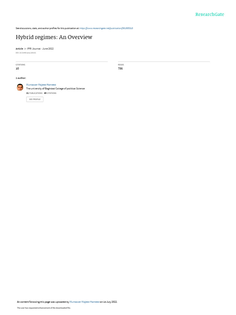 Article 1 IPRI Journal XXII I Dr. Muntasser Majeed Hameed | PDF ...