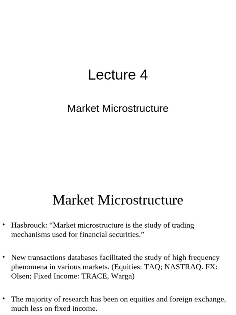 Market Microstructure | PDF | Market Maker | Covariance
