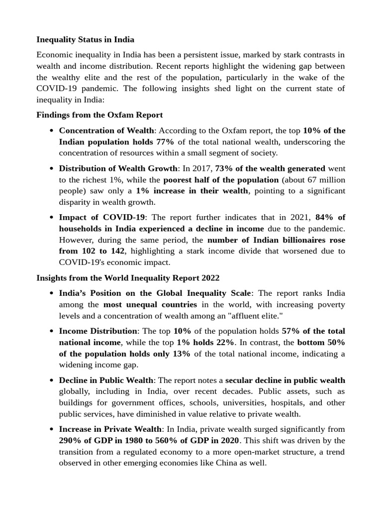 Inequality and Poverty Trends in India | PDF | Economic Inequality ...