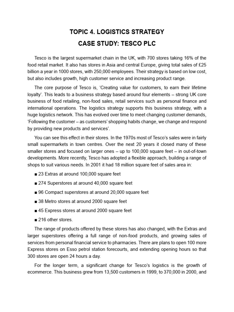 Tesco's Customer-Centric Logistics Strategy | PDF | Tesco | Retail