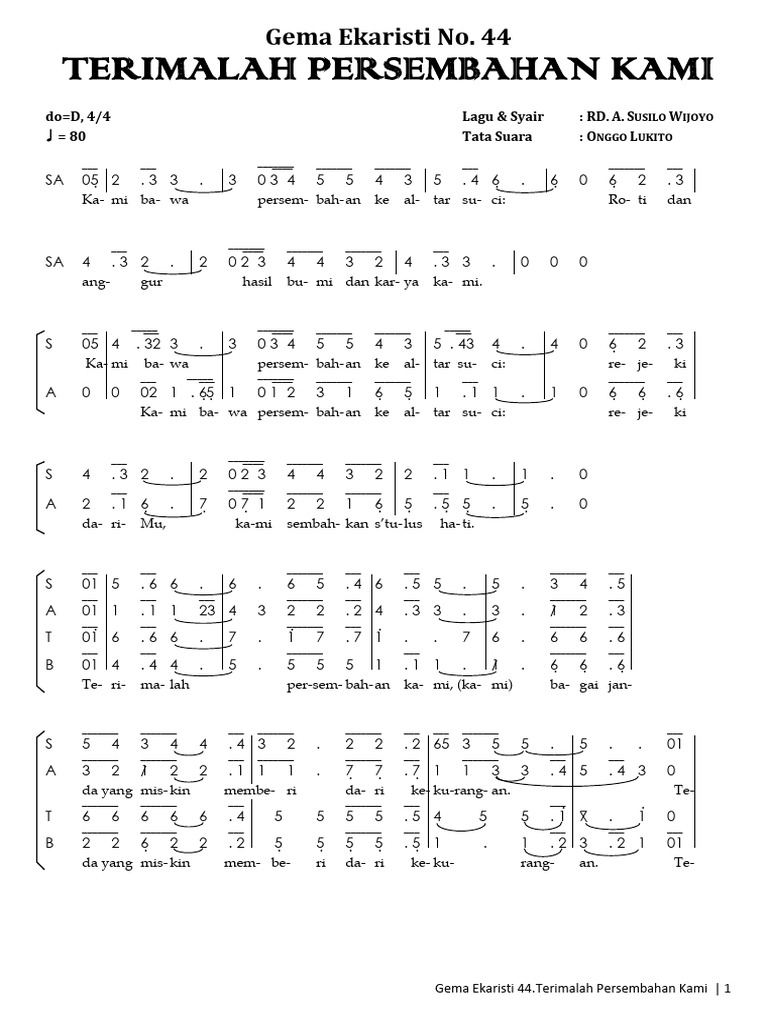 Terimalah Persembahan Kami - RD.A Susilo & TS Oleh Onggo Lukito | PDF