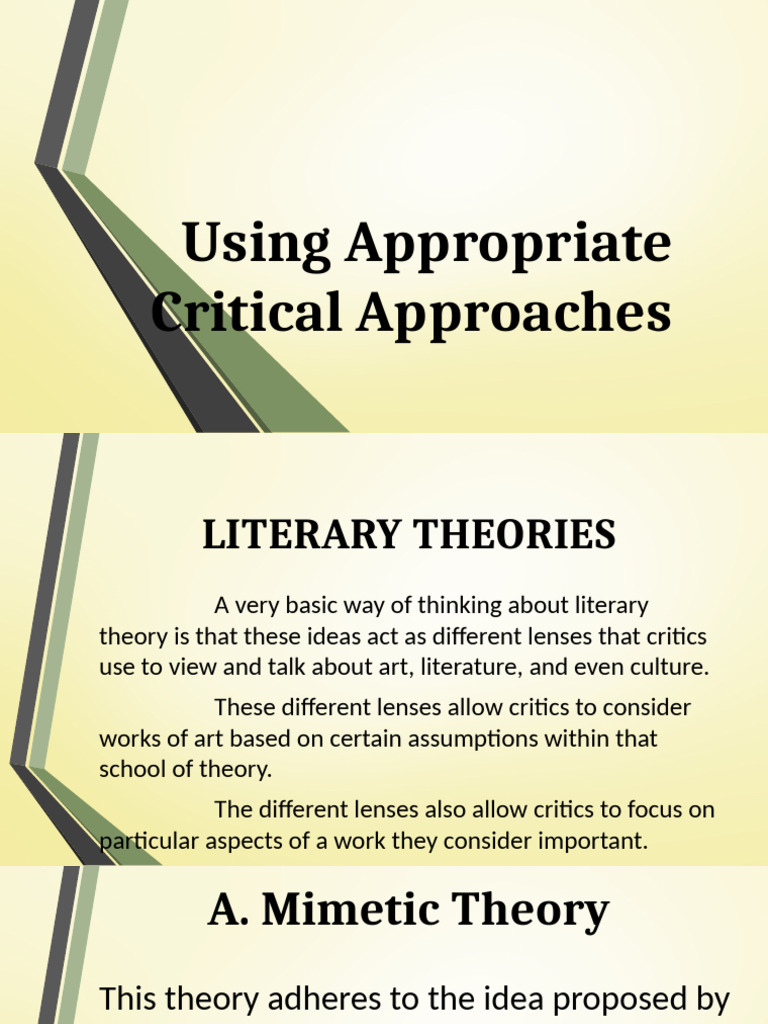 Using Appropriate Critical Approaches | PDF