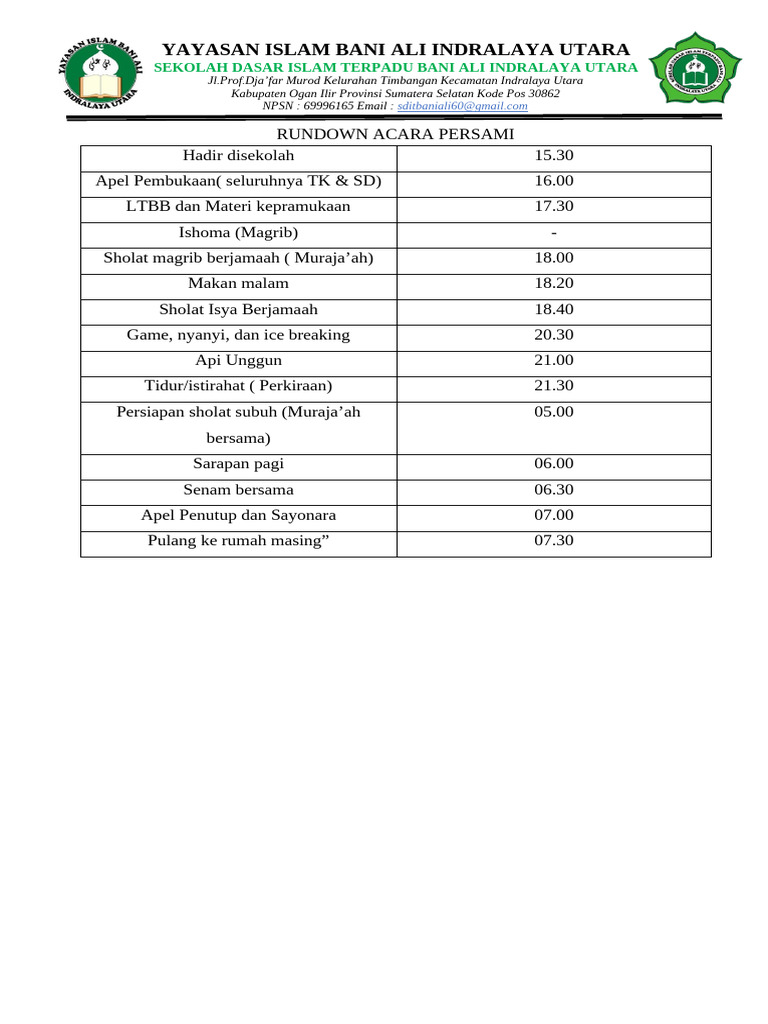 Rundown Acara Persami | PDF