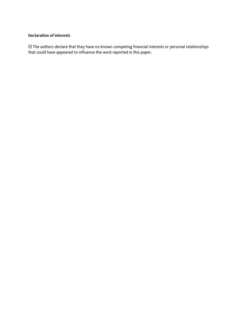 Declaration of Interests Statement | PDF