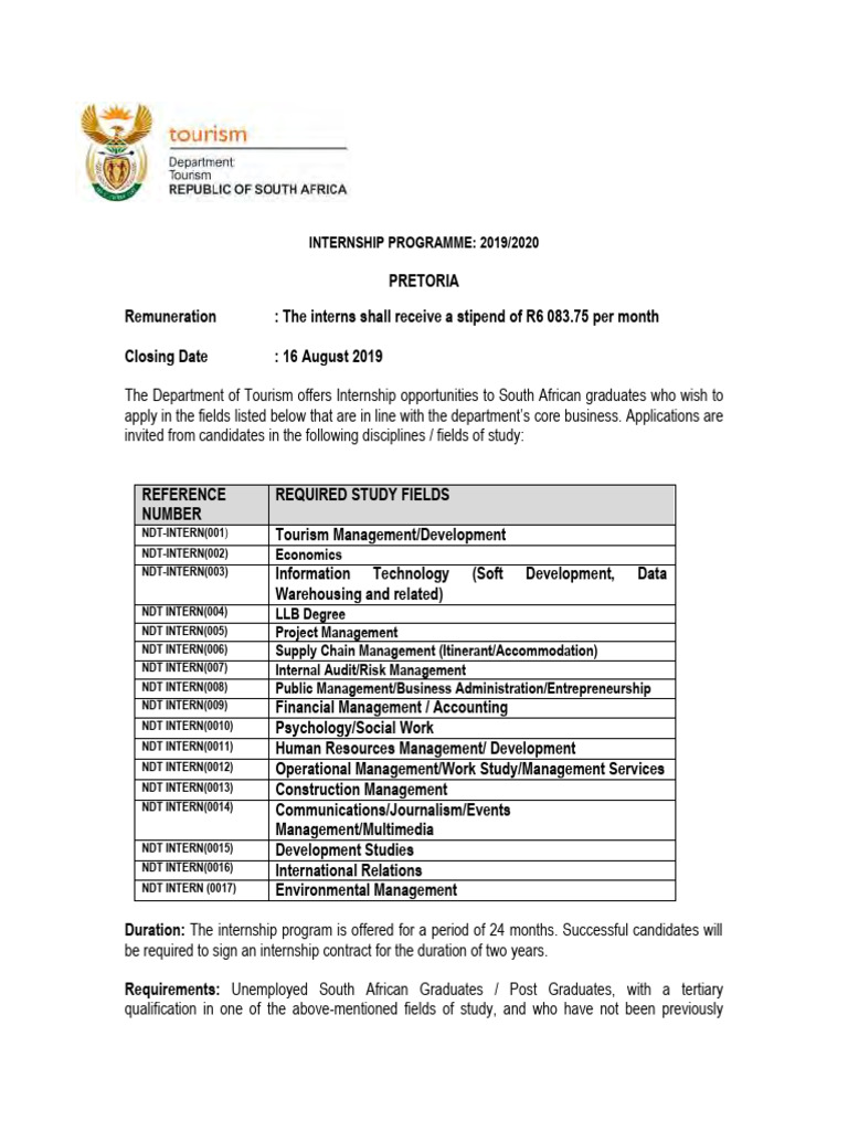 Gauteng Tourism Internship Opportunities | PDF | Business