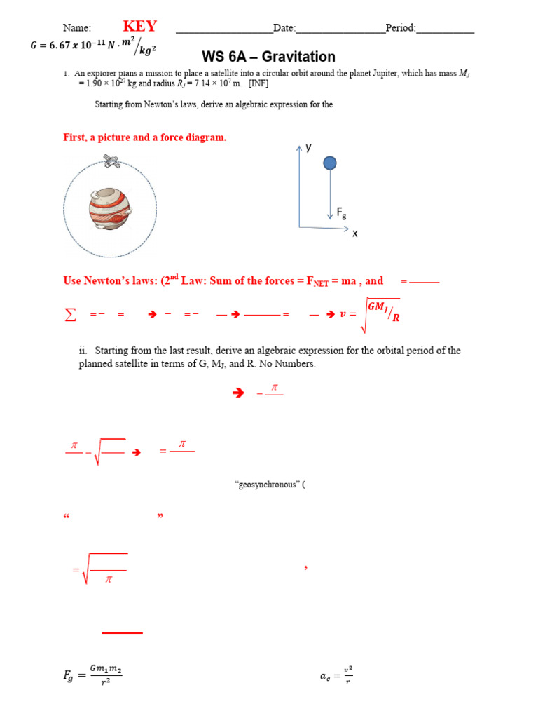 Ws 6 - Gravitation FR Answers | PDF | Orbit | Slope