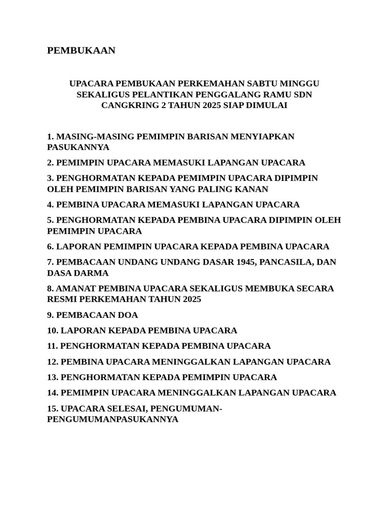 TEKS UPACARA MTs NU Cantigi | PDF