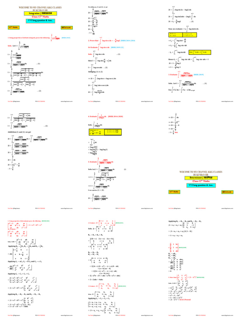 Intergation & Determinan VVI Long Question | PDF