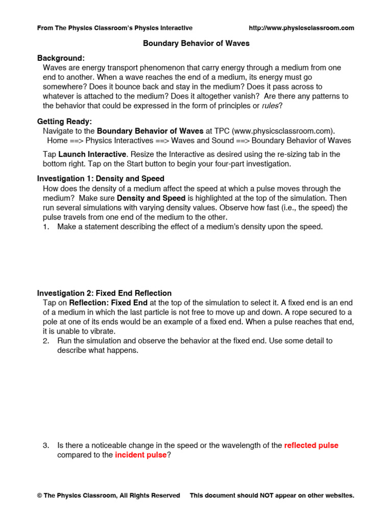 Boundary Behavior of Waves | PDF | Waves | Reflection (Physics)