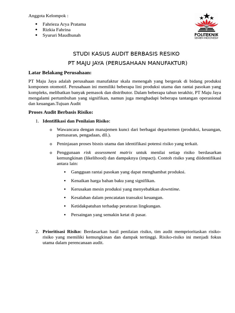 Studi Kasus Audit Berbasis Resiko | PDF