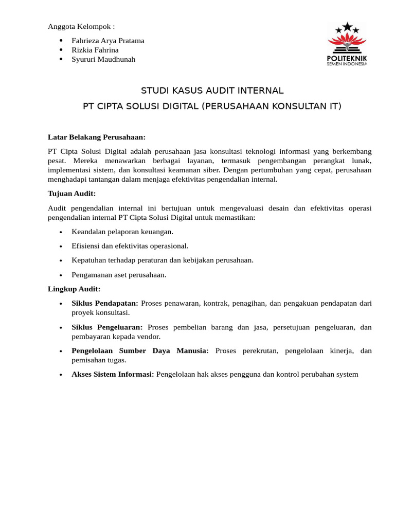 Studi Kasus Audit Internal | PDF